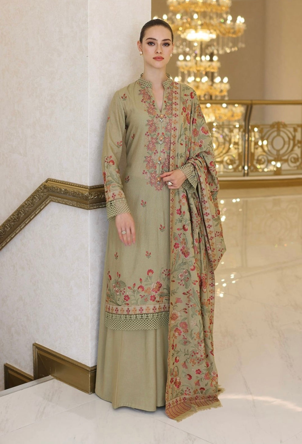 Bareeze - karandi 3Pc Embroidered Unstitched Outfit: winter Elegance